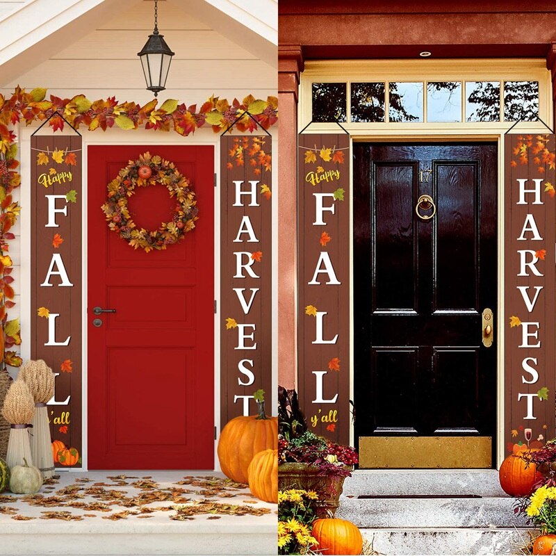 Thanksgiving Porch Banners Fall Harvest Hanging Po... – Grandado