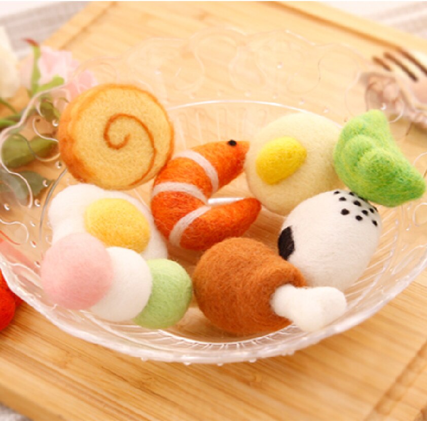 Cute food wool needlepoint kit egg shrimp mushroom... – Grandado