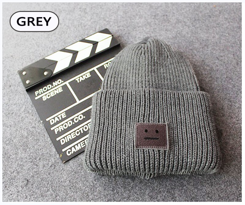 Embroidery square smile winter knitted hats for wo... – Grandado