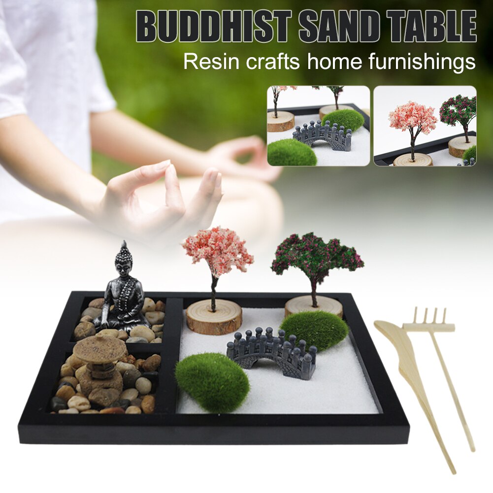 Japanese Zen Sand Garden Tabletop Mini Zen Garden ... – Grandado
