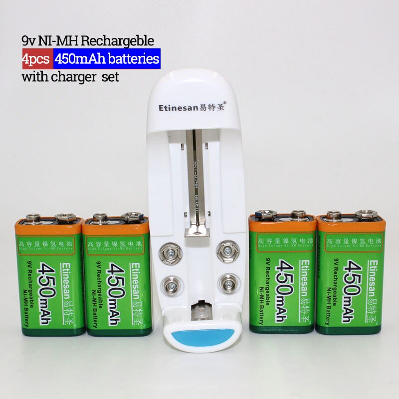Etinesan 9V 450mAh NiMH Rechargeable Batteries Rec... – Grandado