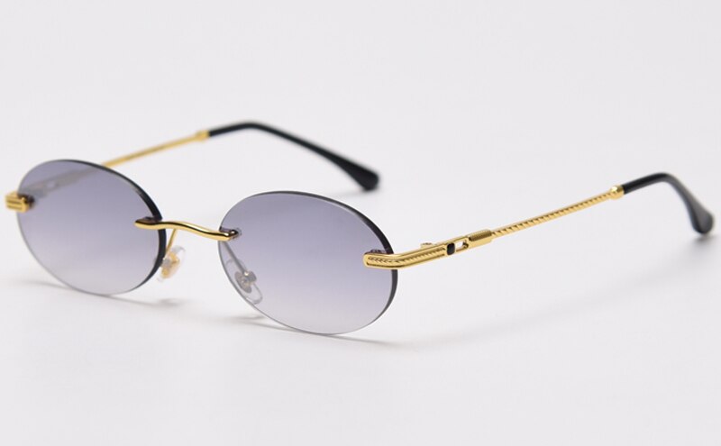 Kachawoo oval sunglasses rimless men mirror blue r... – Grandado