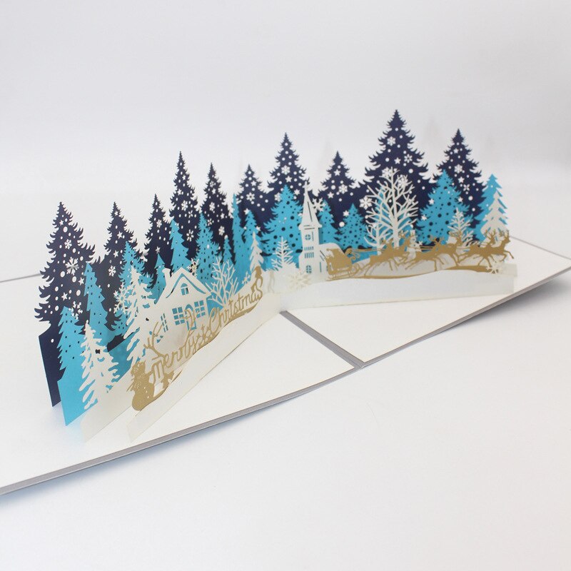 3D Handmade Forest House Santa Claus Elk Paper Inv... – Grandado