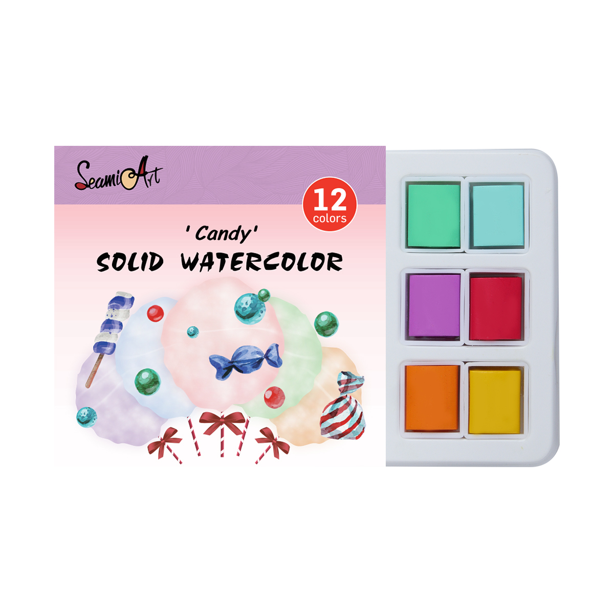 SeamiArt 12Color Candy Solid Watercolor Set Metal/... – Grandado