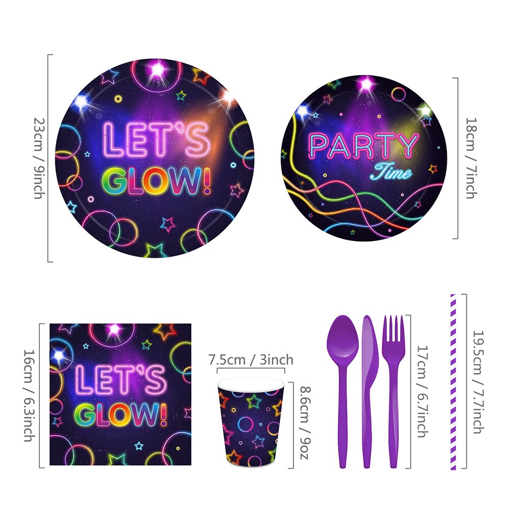 25pcs Glow Crazy Disco Music Birthday Party Paper ... – Grandado