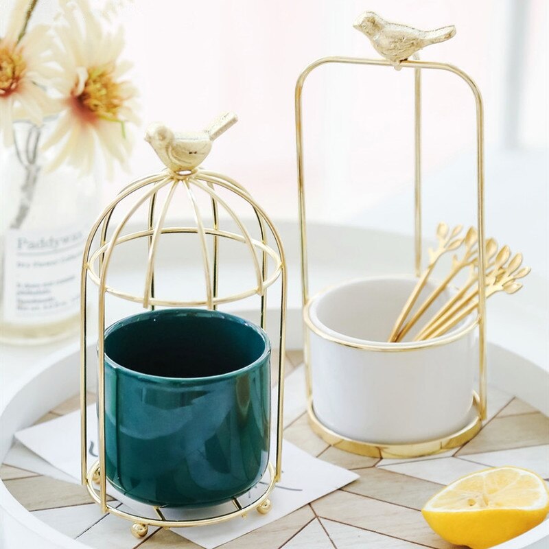Iron fruit tea set ceramic storage tube bird cage ... – Vicedeal