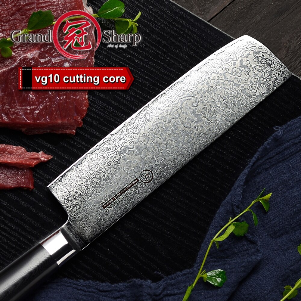 Chef Knife Set VG10 Japanese Damascus Steel Nakiri... – Grandado