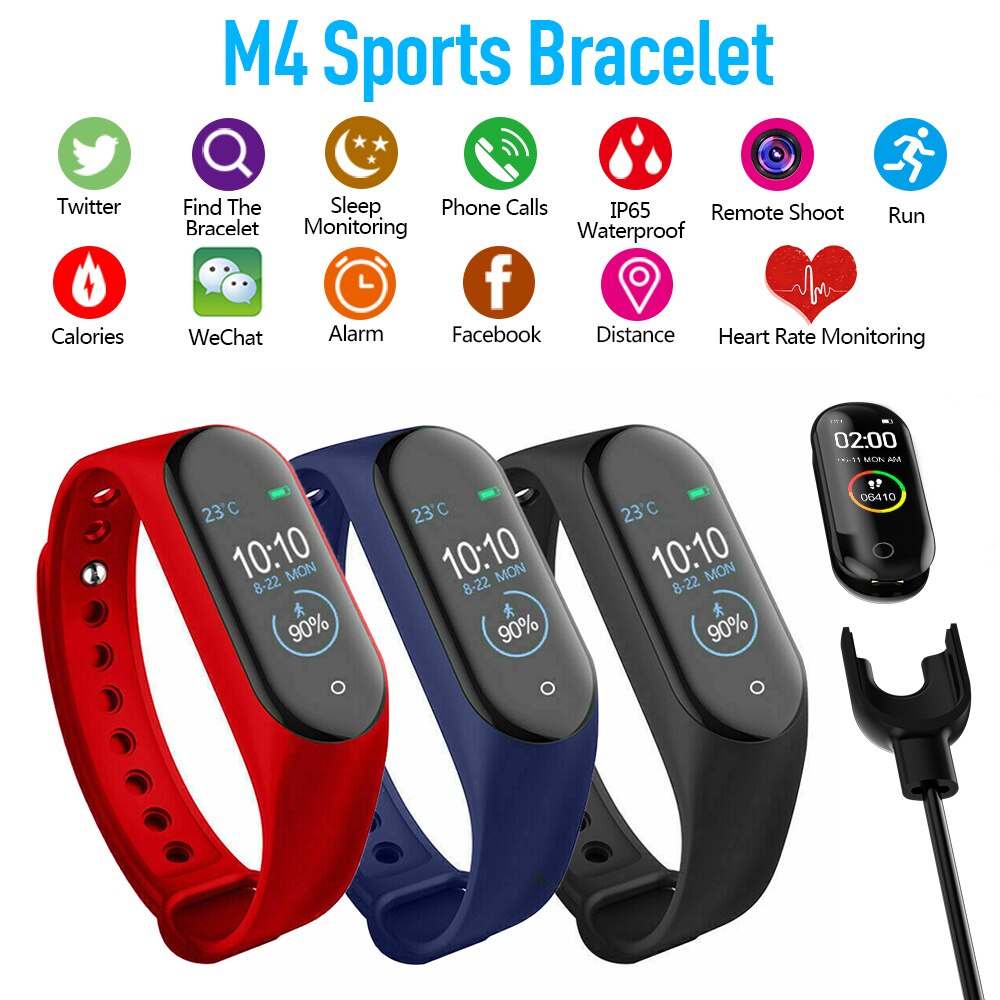 M4 smart bracelet Bluetooth call heart rate steps ... – Vicedeal