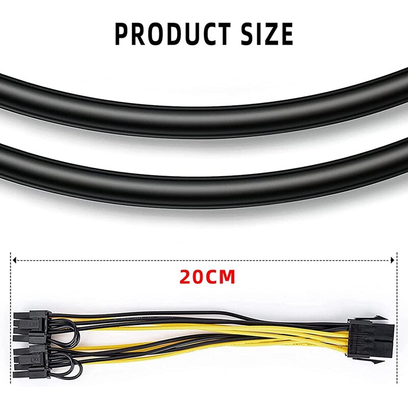 4PCS 8 Pin PCI-E to 2 PCI-E 8 Pin (6 Pin +2 Pin) P... – Vicedeal