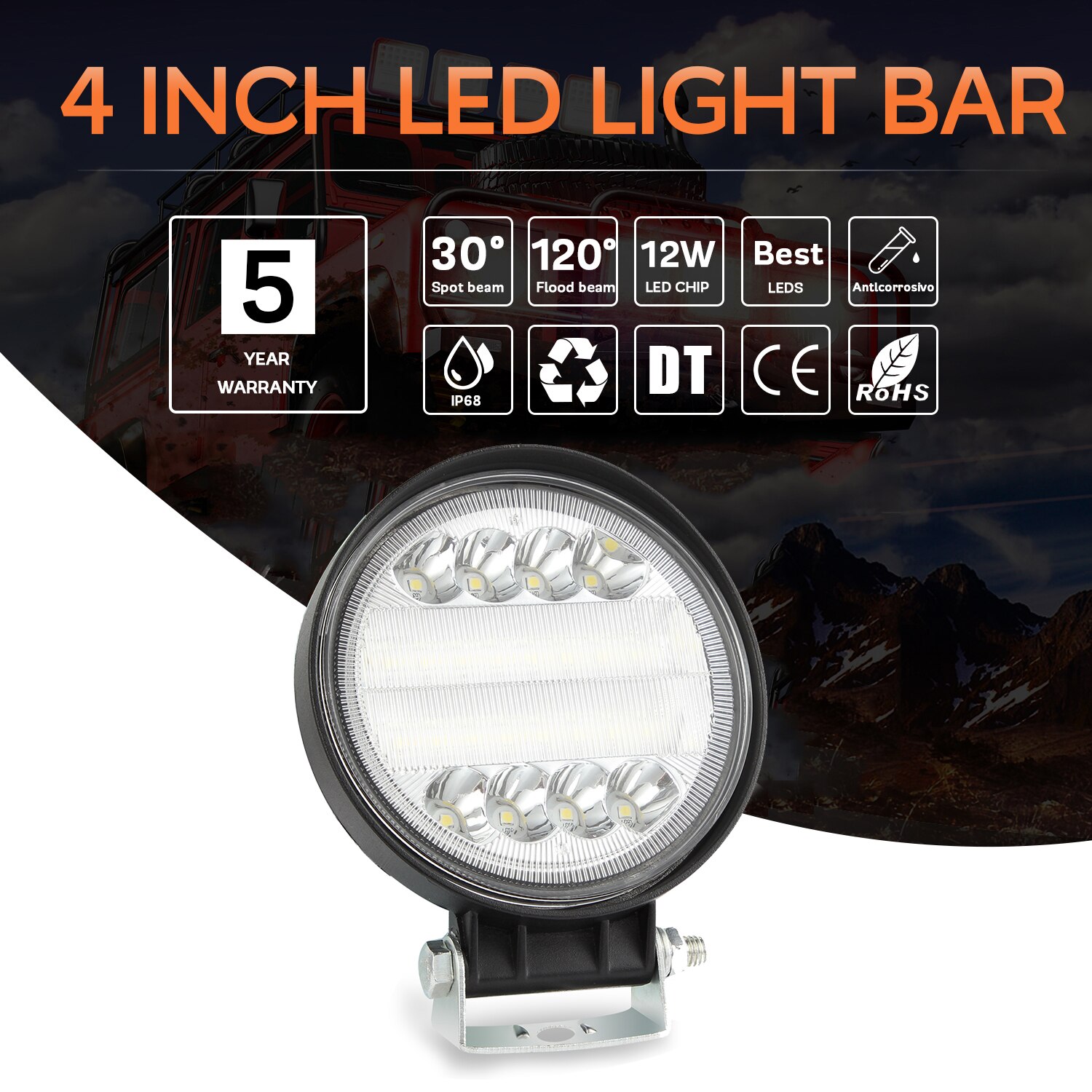 1pc 4Inch 72W LED DRL Driving Lights White 6000K D... – Vicedeal
