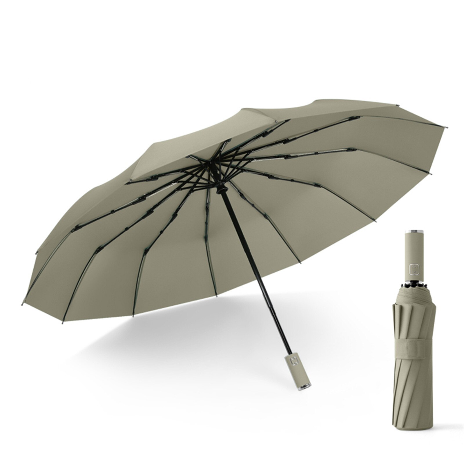 Automatic Umbrella 12 Ribs Tri-folding Summer Wint... – Grandado