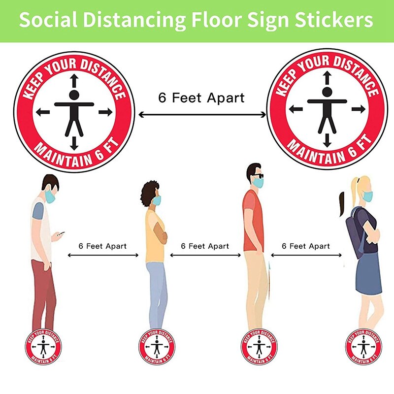 10 Pcs Isolation Floor Sign for Queuing Line 6-Foo... – Grandado