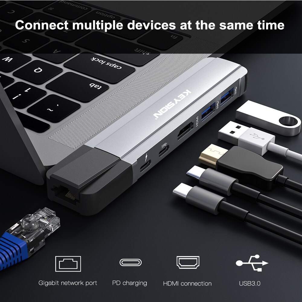 KEYSION 6 in 1 USB HUB Multi USB 3.0 HDMI Adapter ... – Vicedeal
