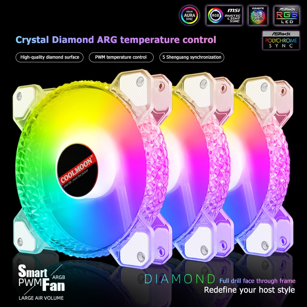 120mm Cooling Fan Mute RGB 4PIN 12V Lighting Quiet Fan for Desktop ...