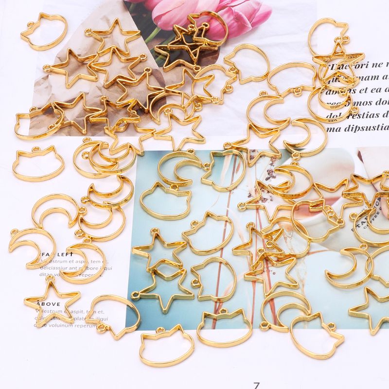 90Pcs Cat Moon Star Resin Frame Open Bezels Settin... – Grandado