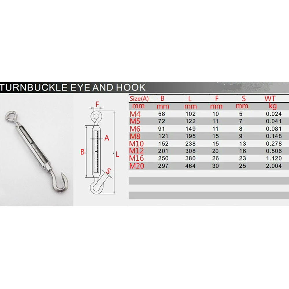 304 Stainless Steel M4 M5 M6 M8 M10 M12 Hook &... – Grandado