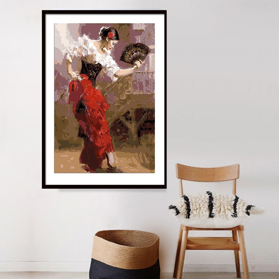 AZQSD Oil Painting Dancing Woman Painting By Numbe... – Grandado