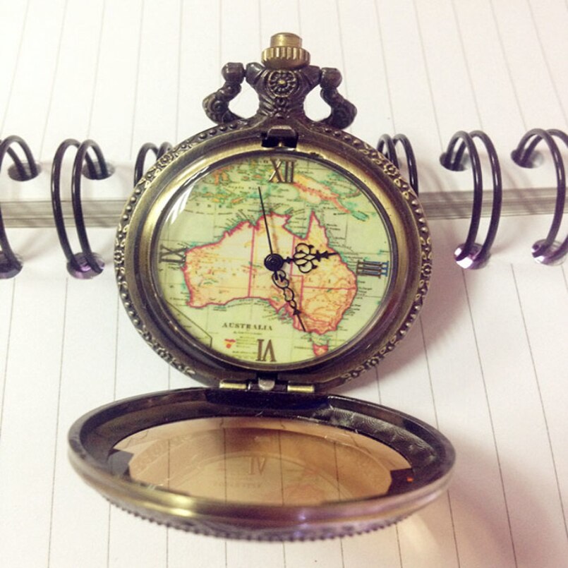 Bronze AU Map Style Quartz Pocket Watches Best C90... – Grandado