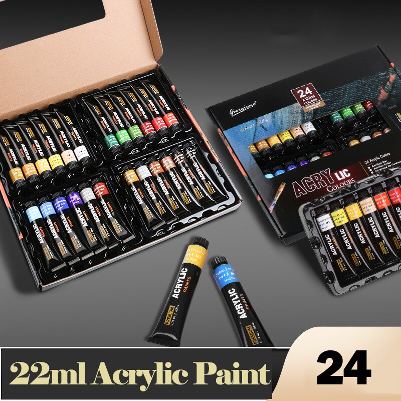 Waterproof 24 Colors Acrylic Paints 22ml Tubes Dra... – Vicedeal