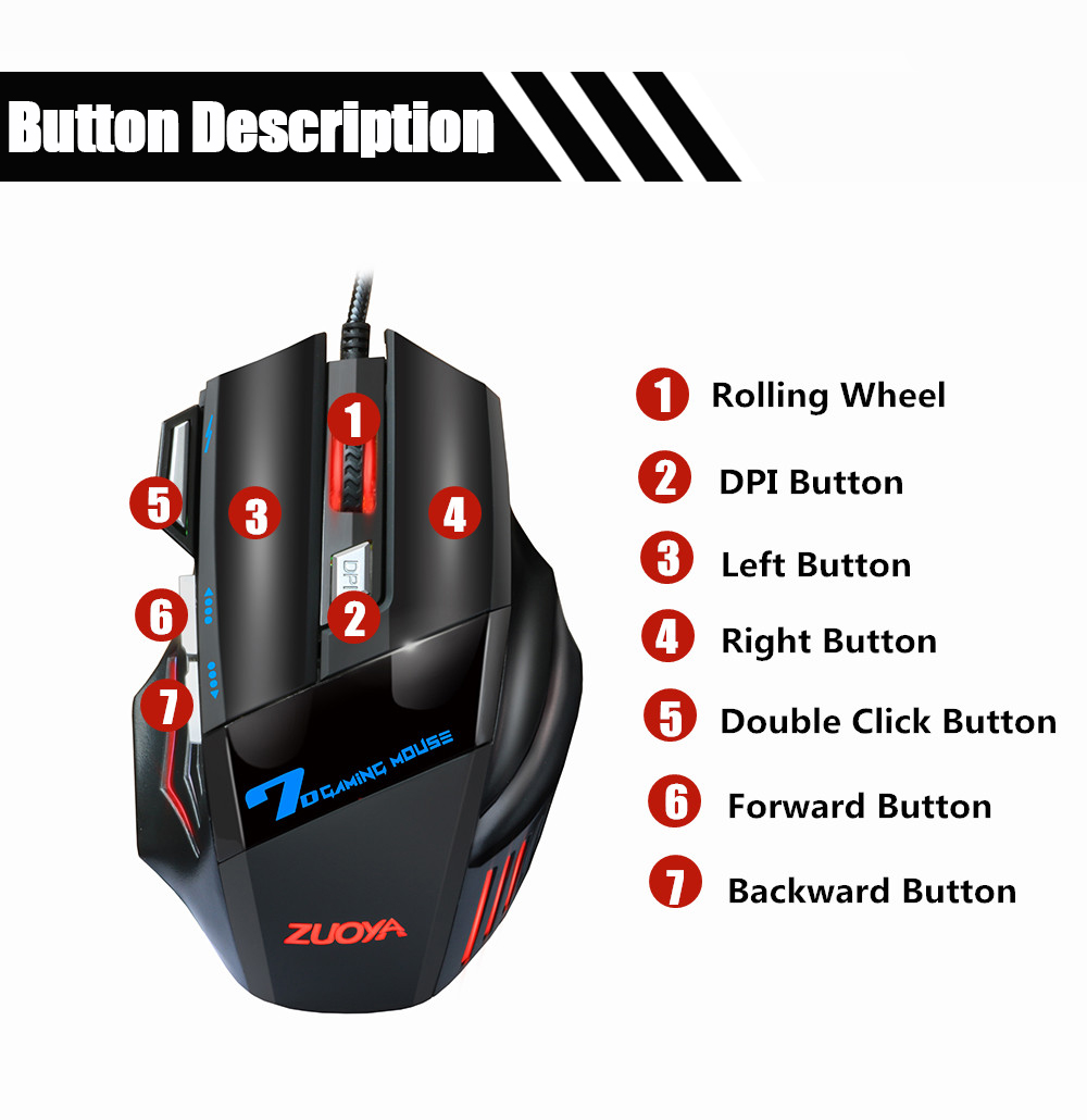 Kablet gaming mus spil mus usb 5500 dpi justerbar ... – Grandado