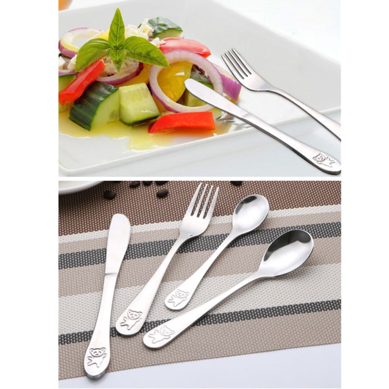 4pcs/set Baby Teaspoon Spoon Food Feeding Fork Kni... – Vicedeal