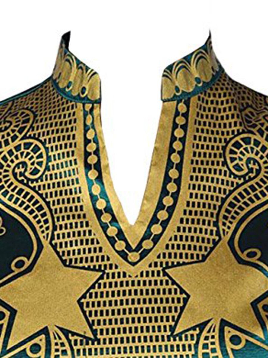 Dashiki Afrikaanse Print V-hals Vogue Mannen Shirt... – Vicedeal