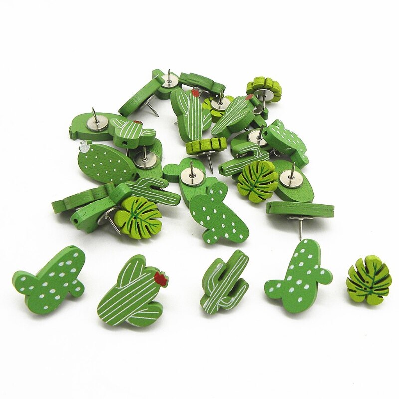 30PCS Wooden Push Pins Cactus Palm Leaf Thumb Tack... – Grandado