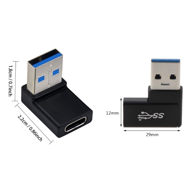 90 Degree USB C Type C Female to USB 3.0 Male Char... – Vicedeal
