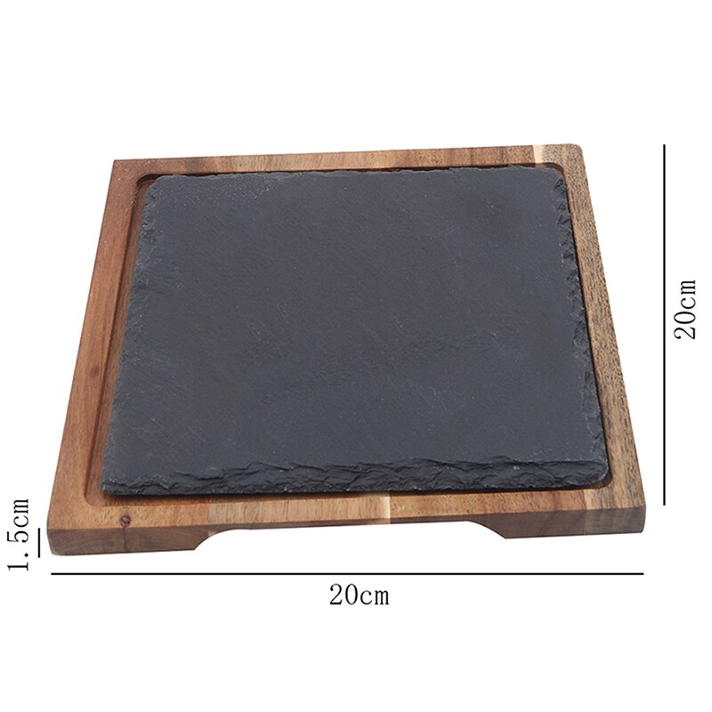 Wood Snack Disc Wood Tray Black Slate Bread Plate ... – Grandado