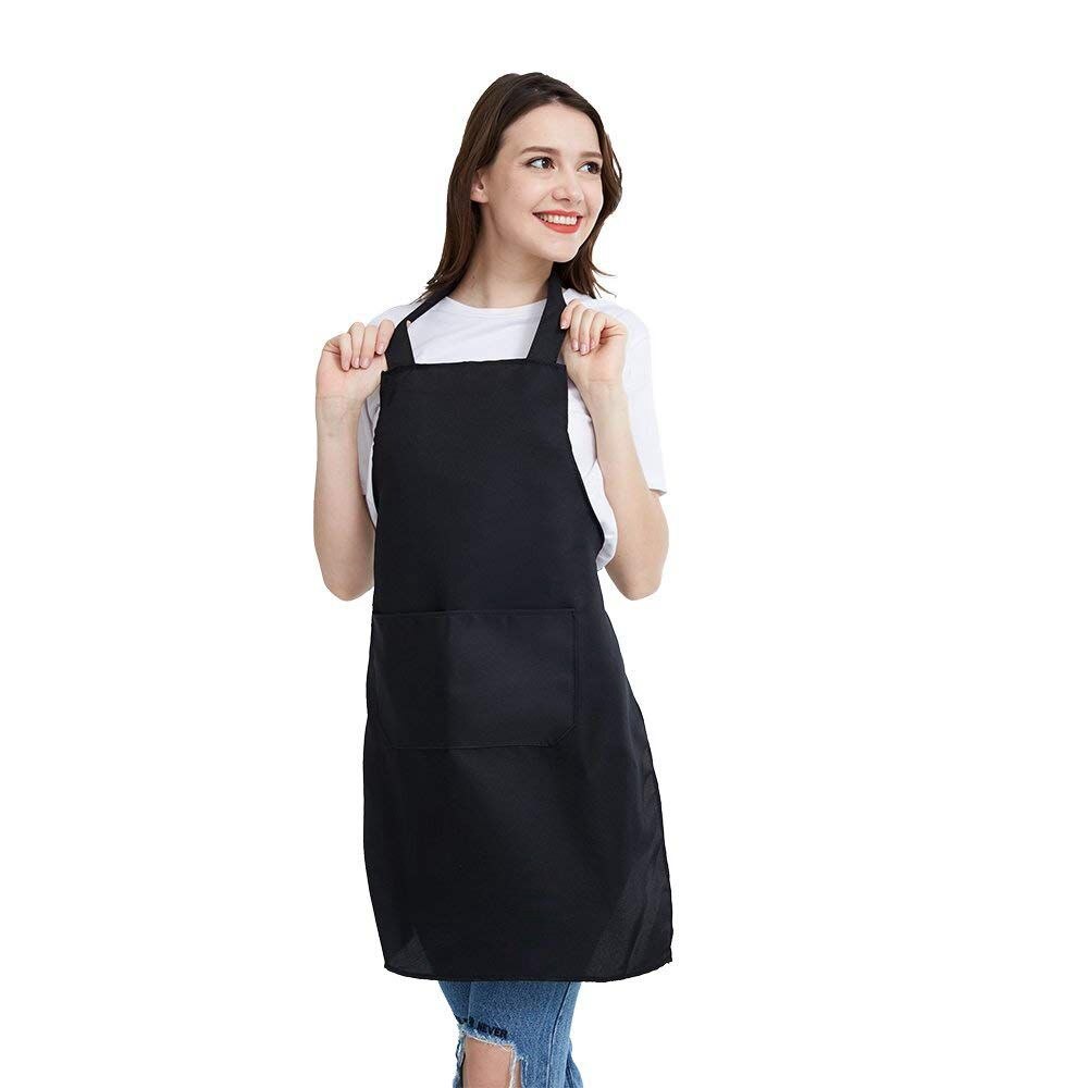 12 Pack Bib Apron - Unisex Black Apron Bulk with 2... – Grandado