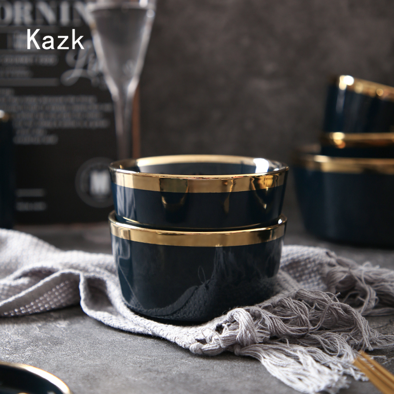 Nordic Golden Stroke Ceramic Plate Hotel Table Dec... – Grandado