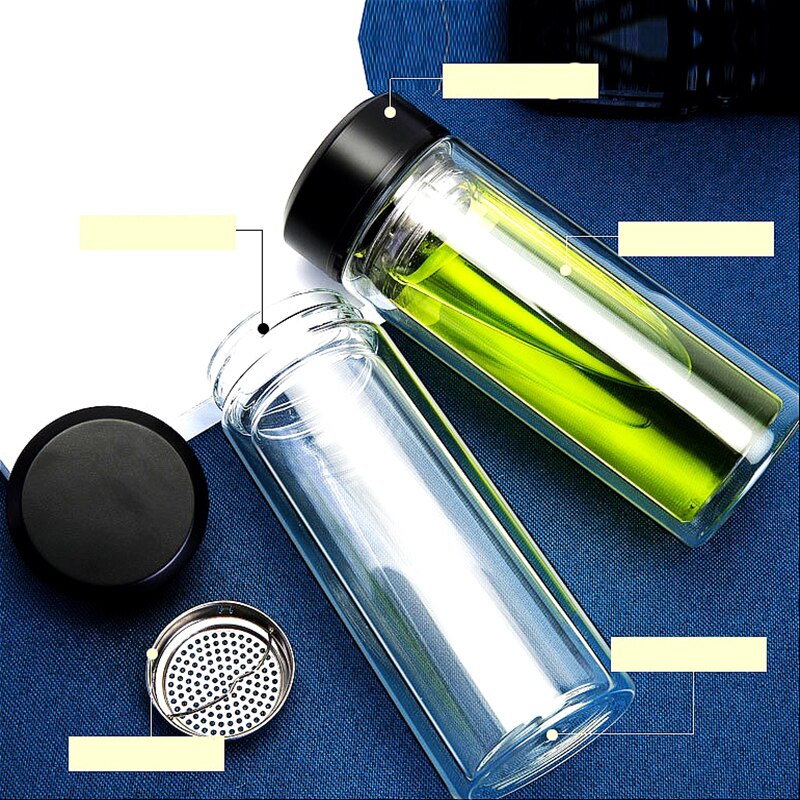 Double-layer Glass Water Bottle Water Bottle Doubl... – Grandado