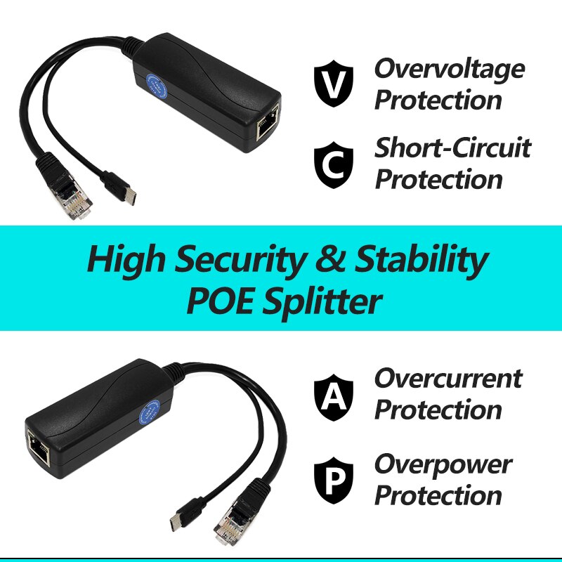 PoE Splitter Micro USB/Type-C/DC IEEE 802.3af 10/1... – Vicedeal