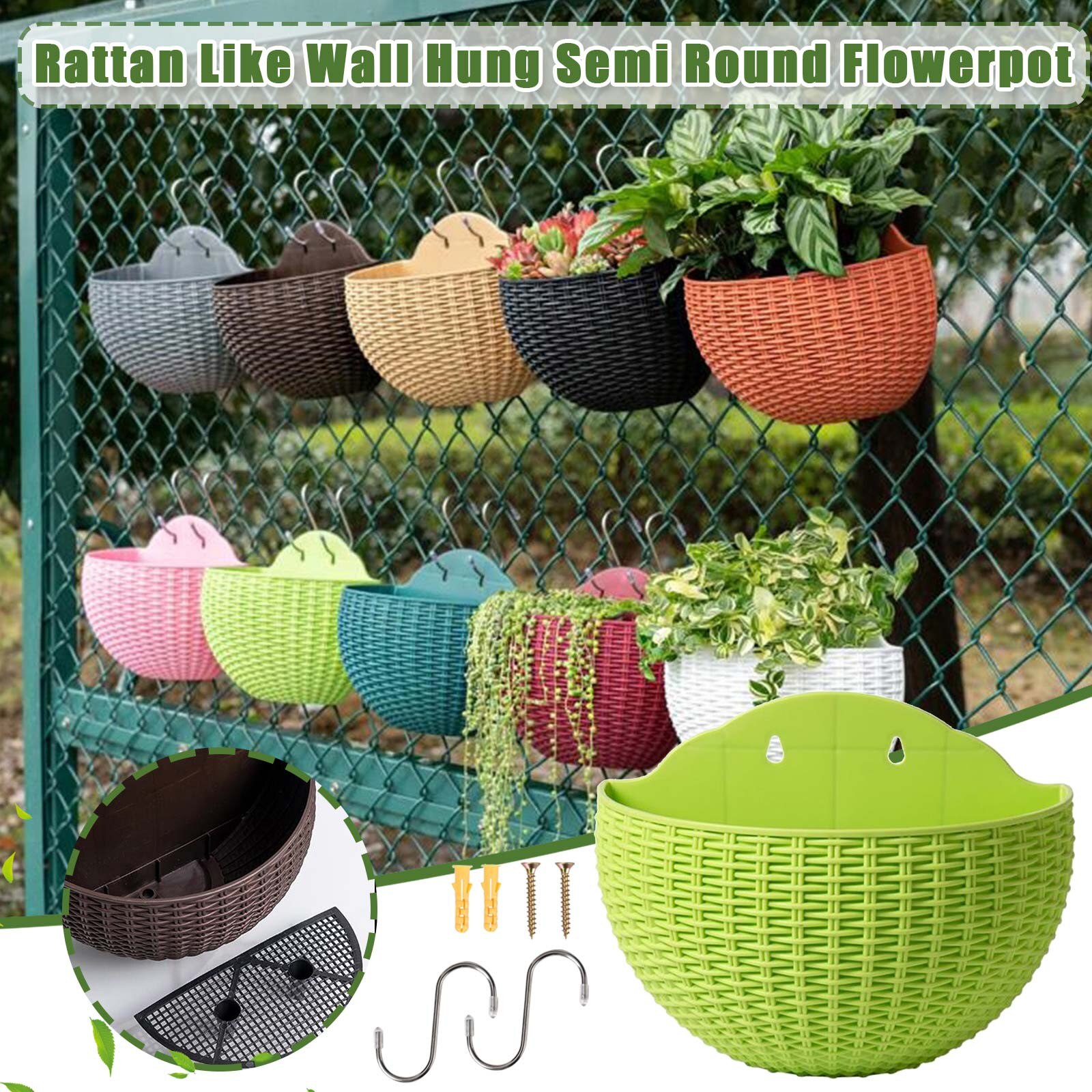 Imitation Rattan Weaving Flower Planter Garden Bon... – Vicedeal
