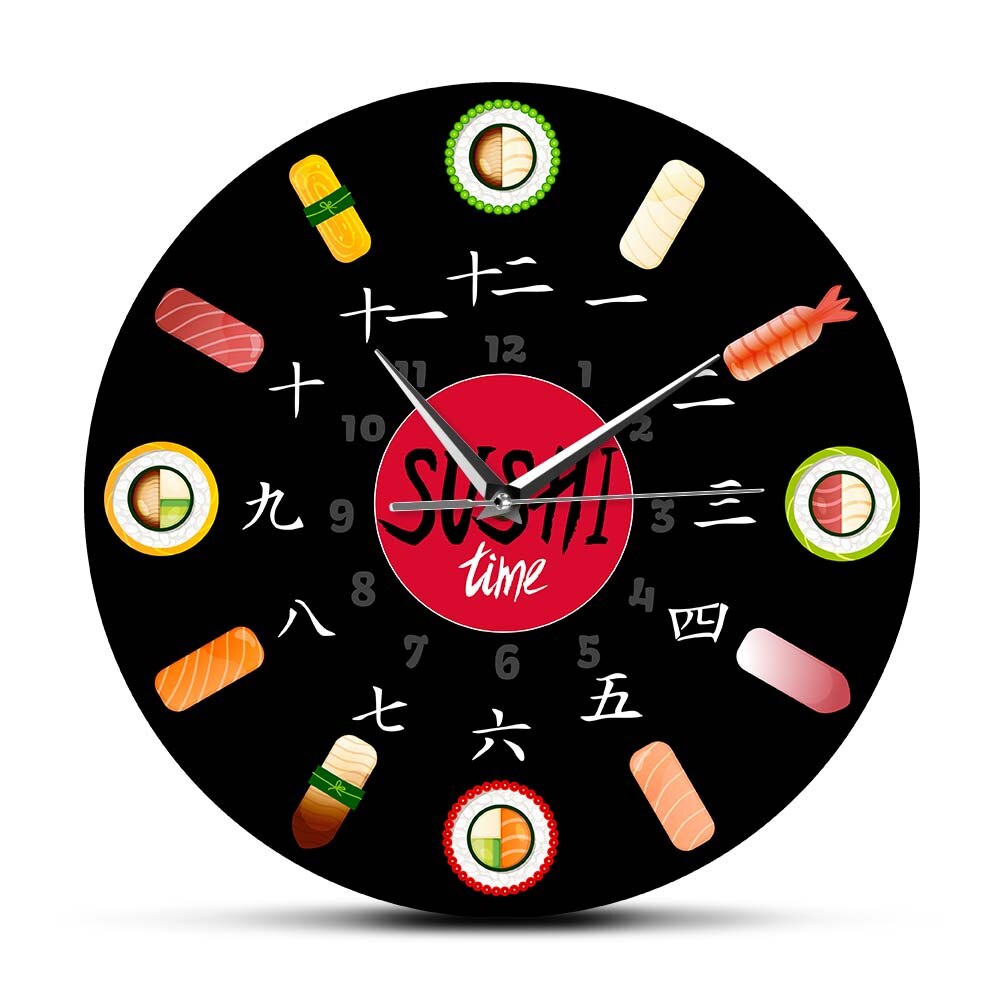 Sushi Time Modern Wall Clock Minimalist Kitchen Dé... – Grandado