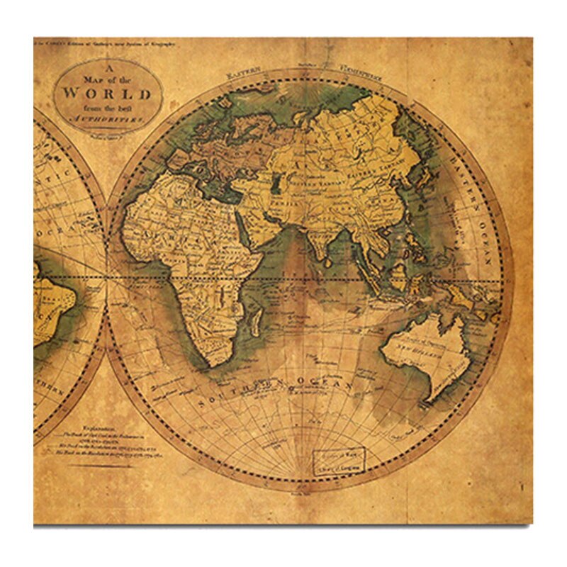 World Geographic Map English Drawing Poster Sectio... – Vicedeal