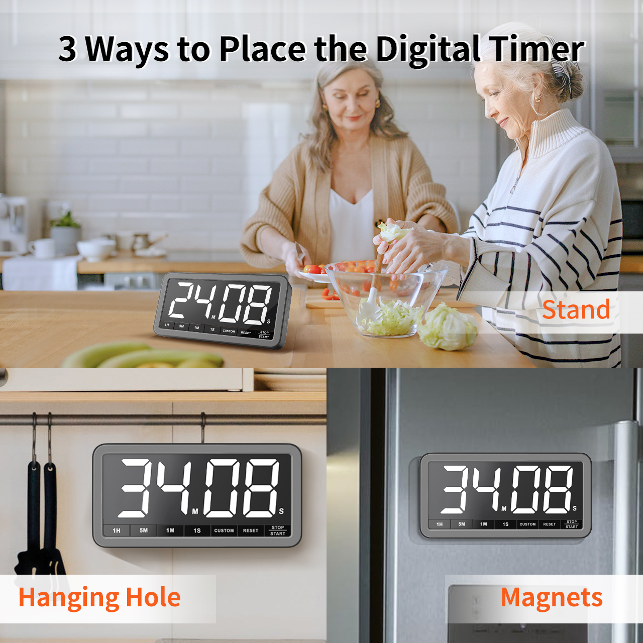 VOCOO Rechargeable Larger LCD Digital Kitchen Time... – Grandado