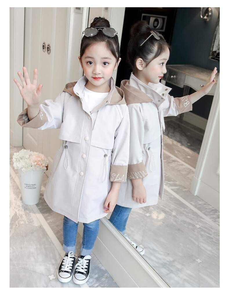 Trench Coat Girls Long Windbreaker Coat Slim Hoode... – Grandado