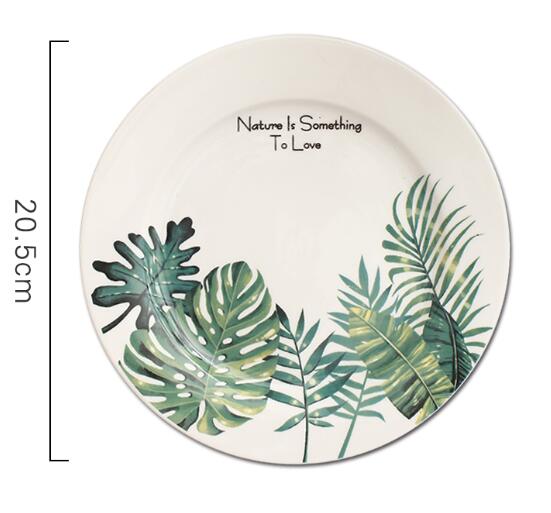 1 pc 8 inch Monstera leaf pattern Ceramic Plate fo... – Grandado