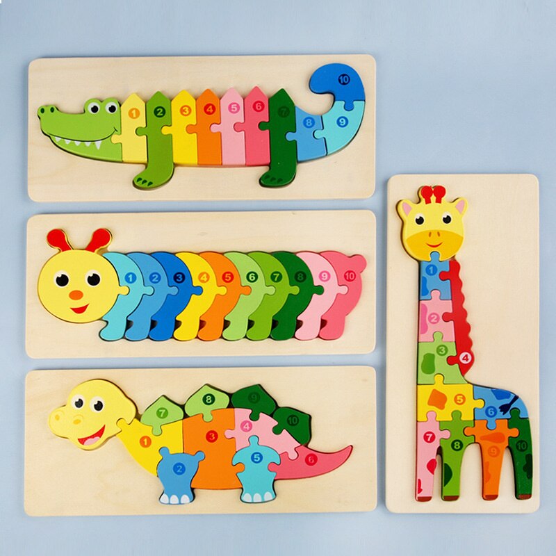 Baby Wooden 3D Puzzles Jigsaw for Children Cartoon... – Grandado