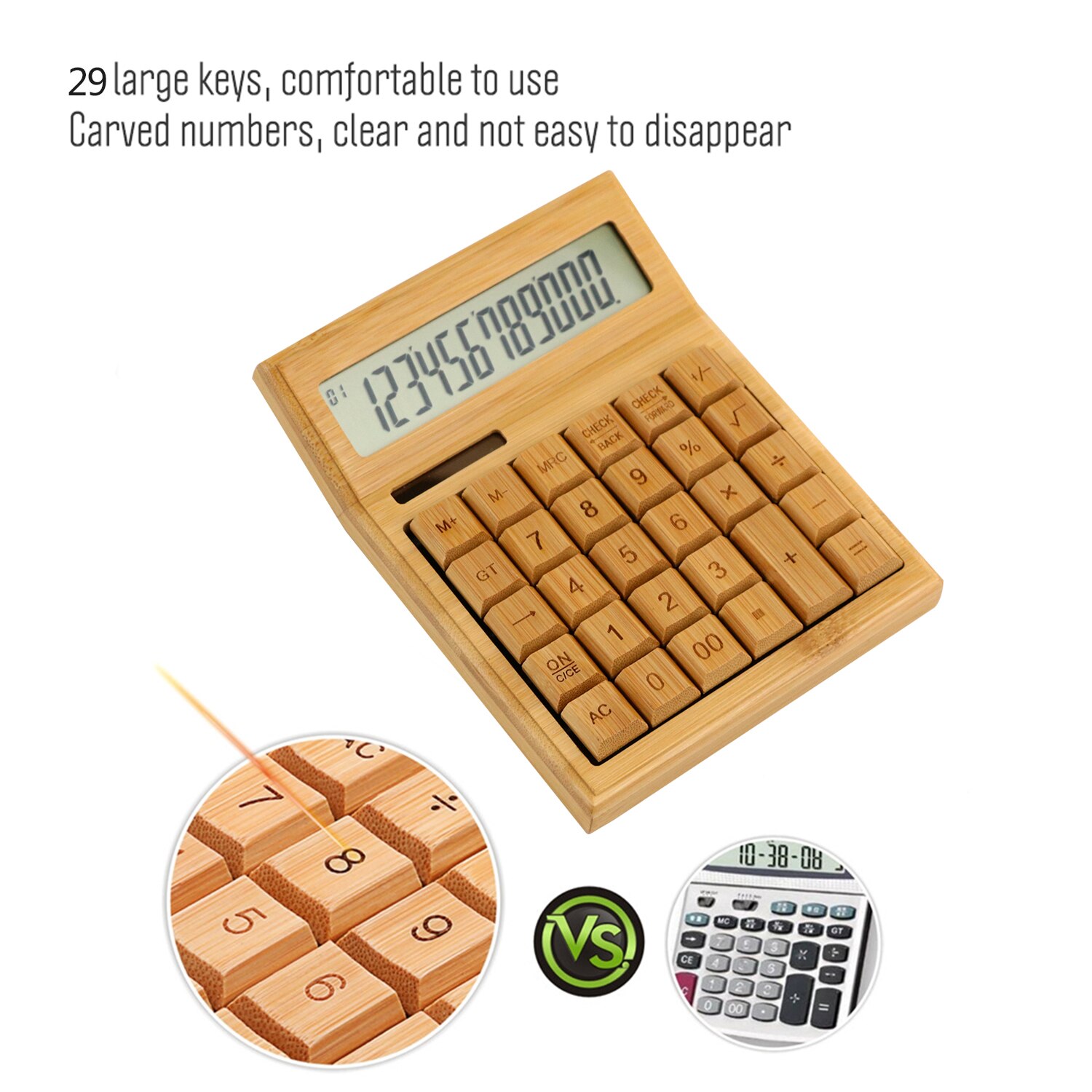 Multifunctional Bamboo Electronic Calculator Count... – Vicedeal