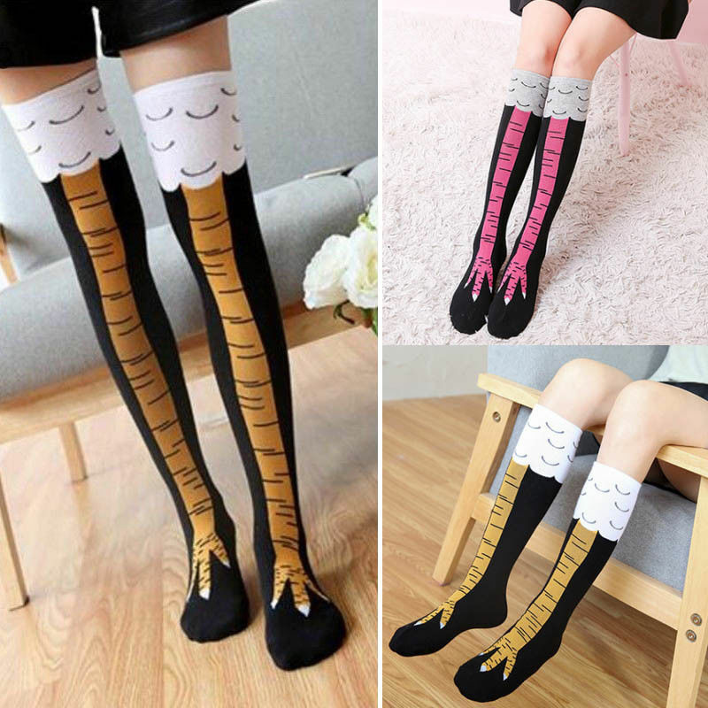 Socks with Chicken Toe Print Trendy Women Thigh Hi... – Grandado