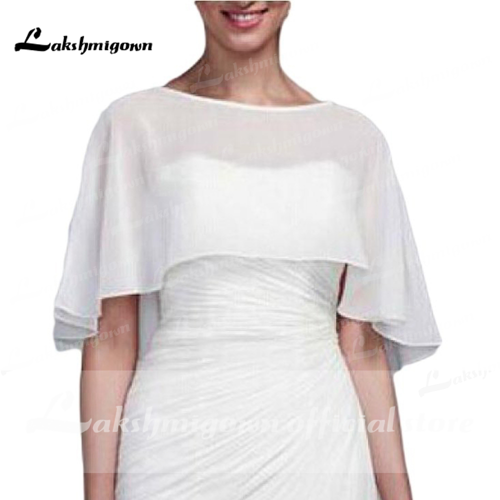 White Chiffon Shawl wrapped in BOLERO Bridal Weddi... – Grandado