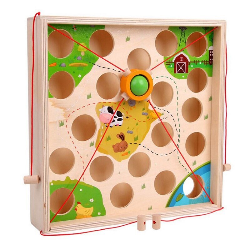 Kids Maze Pull Ball Table Game Wooden Toys Toddler... – Grandado