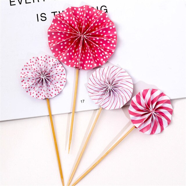4 Stks/partij Mini Papier Fan Cake Topper Cupcake ... – Grandado