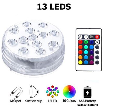 10/13 Led Remote Controlled Submersible RGB Light ... – Grandado
