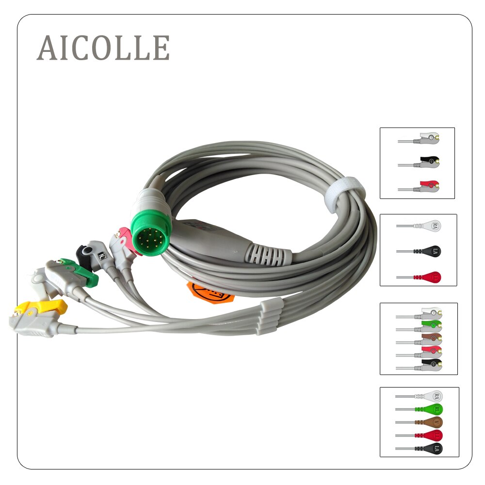 3 leads 5 leads snap clip ECG cable for COMEN C-se... – Grandado