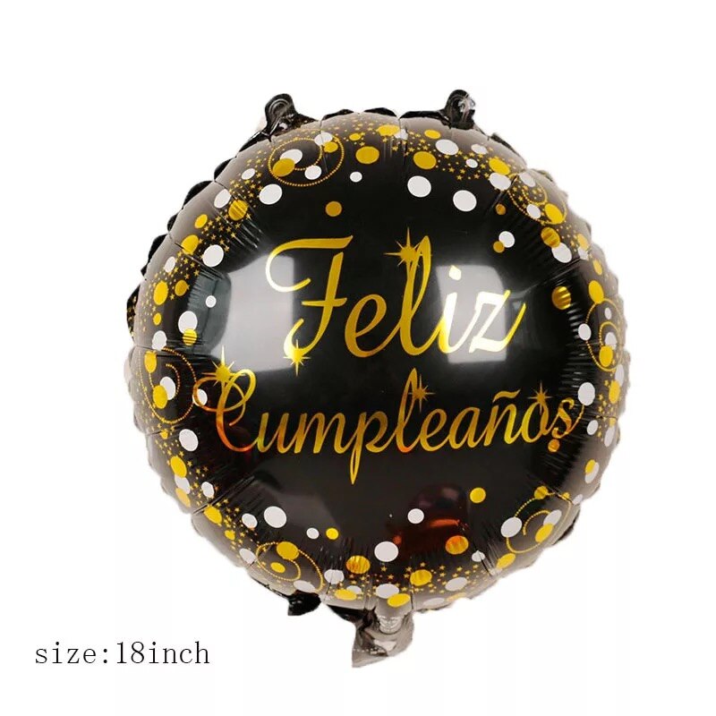 10pcs 18inch Round Feliz Cumpleanos Spanish Happy ... – Vicedeal
