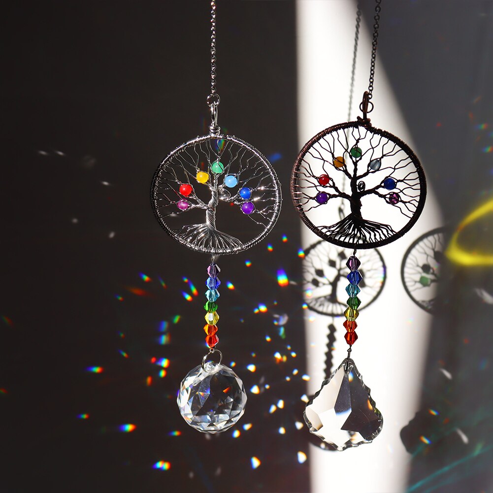 1pcs Crystal Wind Chime Pendant Colorful Life Tree... – Grandado