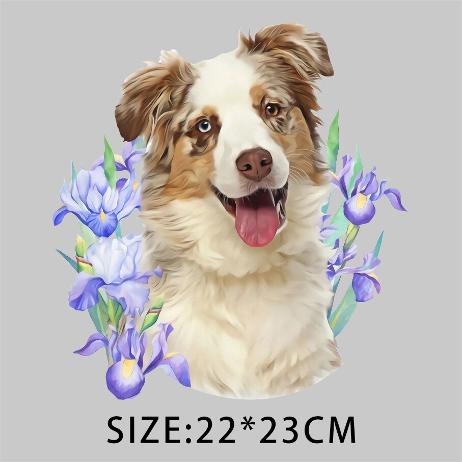 Border Collie animals stickers Flowers Ironing sti... – Grandado